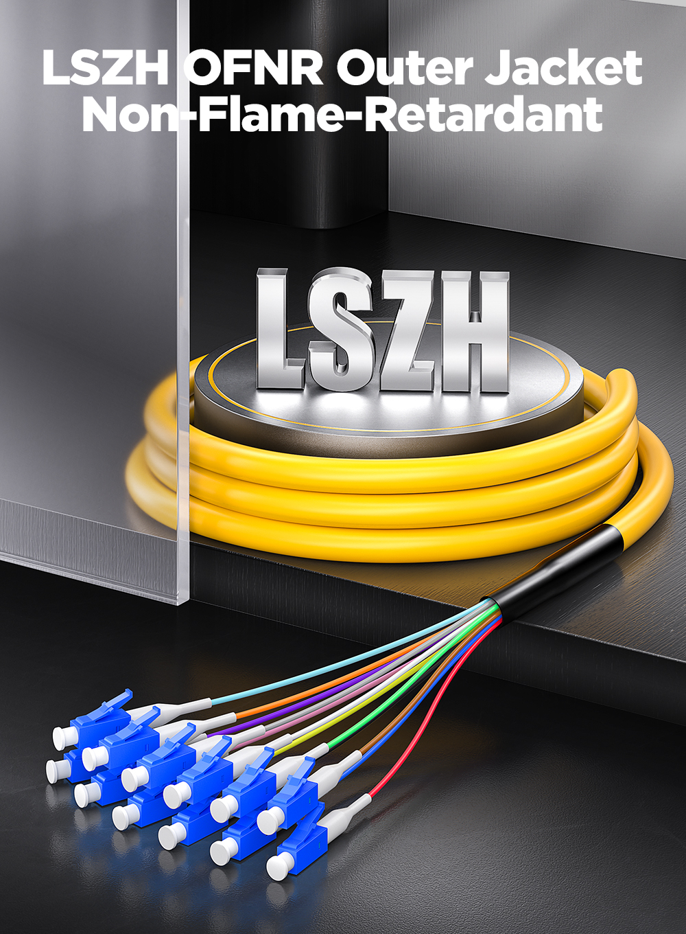 AMPCOM Professional Grade 12-Core Single Mode LC Ribbon Fiber Optic ...