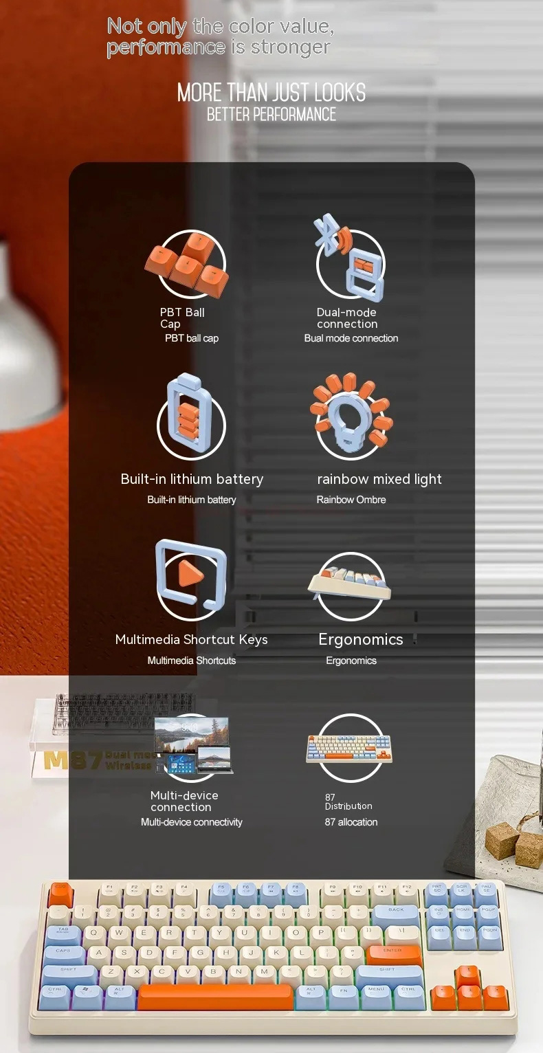 ZIYOULANG M87 Wireless Bluetooth Keyboard Bluetooth 2.4G Dual Mode ...