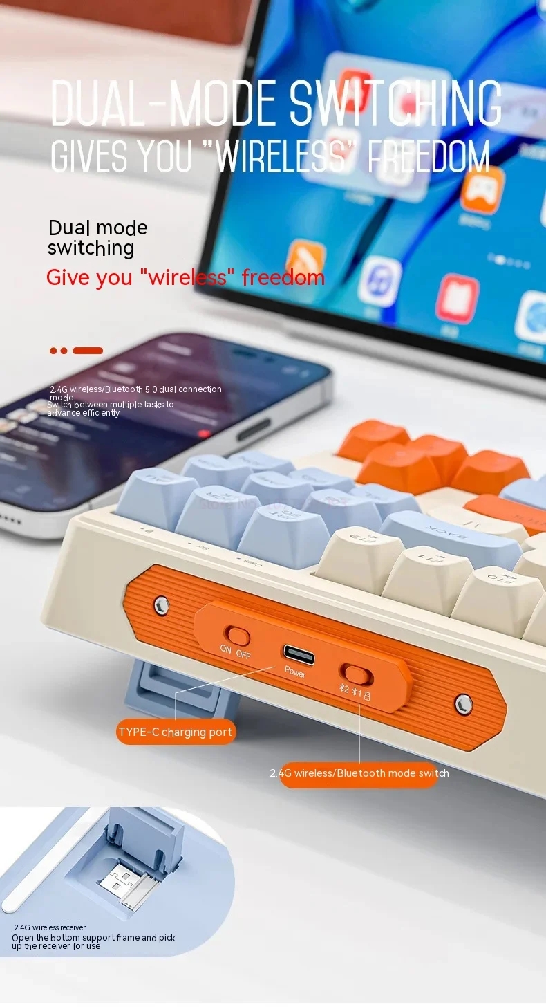 ZIYOULANG M87 Wireless Bluetooth Keyboard Bluetooth 2.4G Dual Mode ...