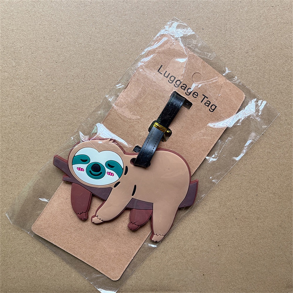 Creative cartoon luggage tag pvc soft rubber boarding pass sloth panda ...