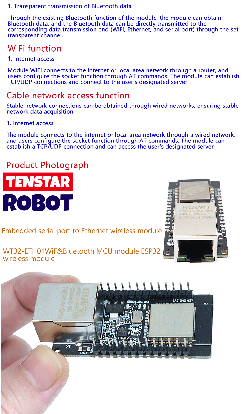 WT32-ETH01 Embedded Serial Port Networking Ethernet Bluetooth ...