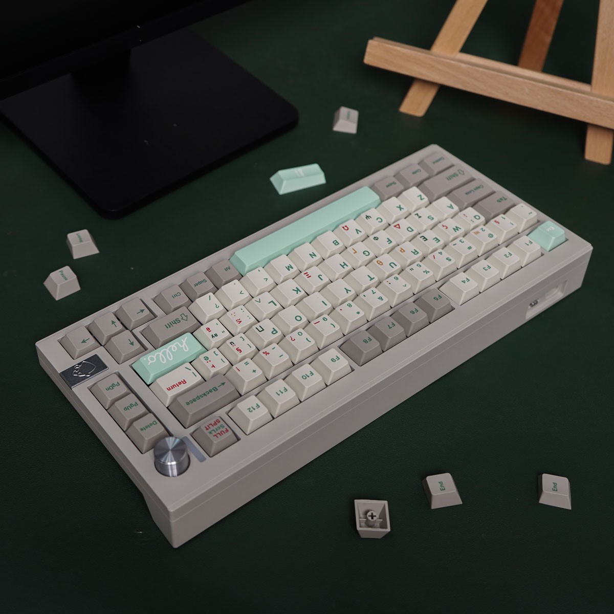 -LW- Green Greek Retro PBT Keycaps CHERRY Profile Mechanical Keyboard ...