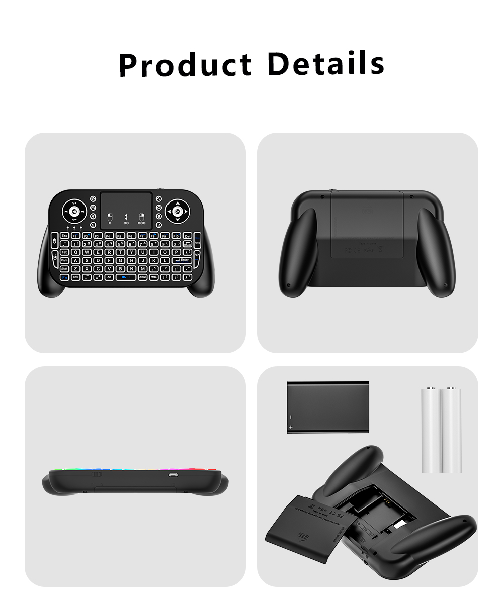 V8 Mini Wireless Keyboard 1pc 2.4G BT 7 Color Backlit Lithium Air Mouse ...