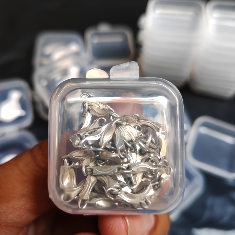 Plastic Transparent Small Box Mini Square Earplugs with Lid Jewelry ...