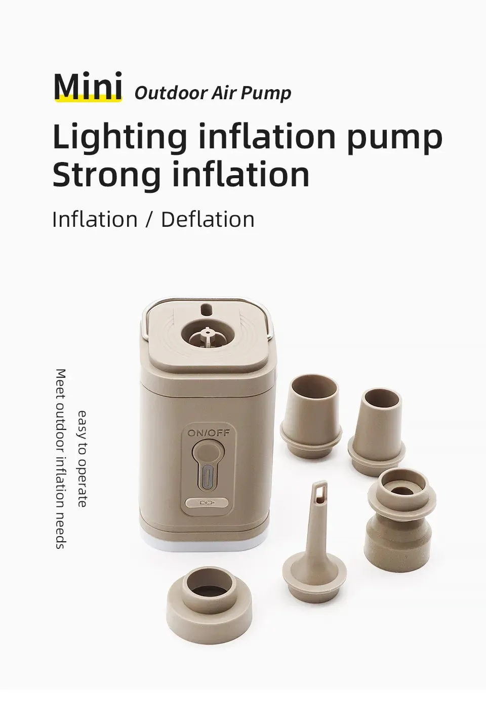 3 in 1 Mini Electric Inflatable Pump with Lights Wireless Air ...