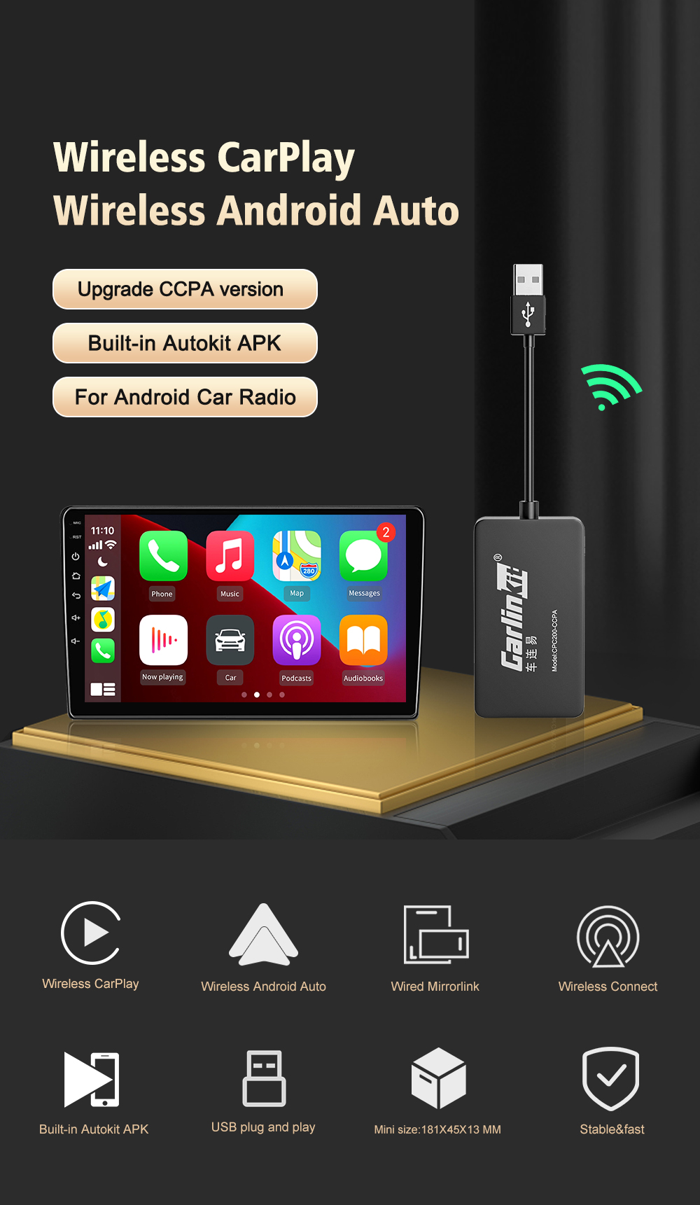 Carlinkit 3.0 wireless carplay adapter carlink kit 4.0 android auto ...