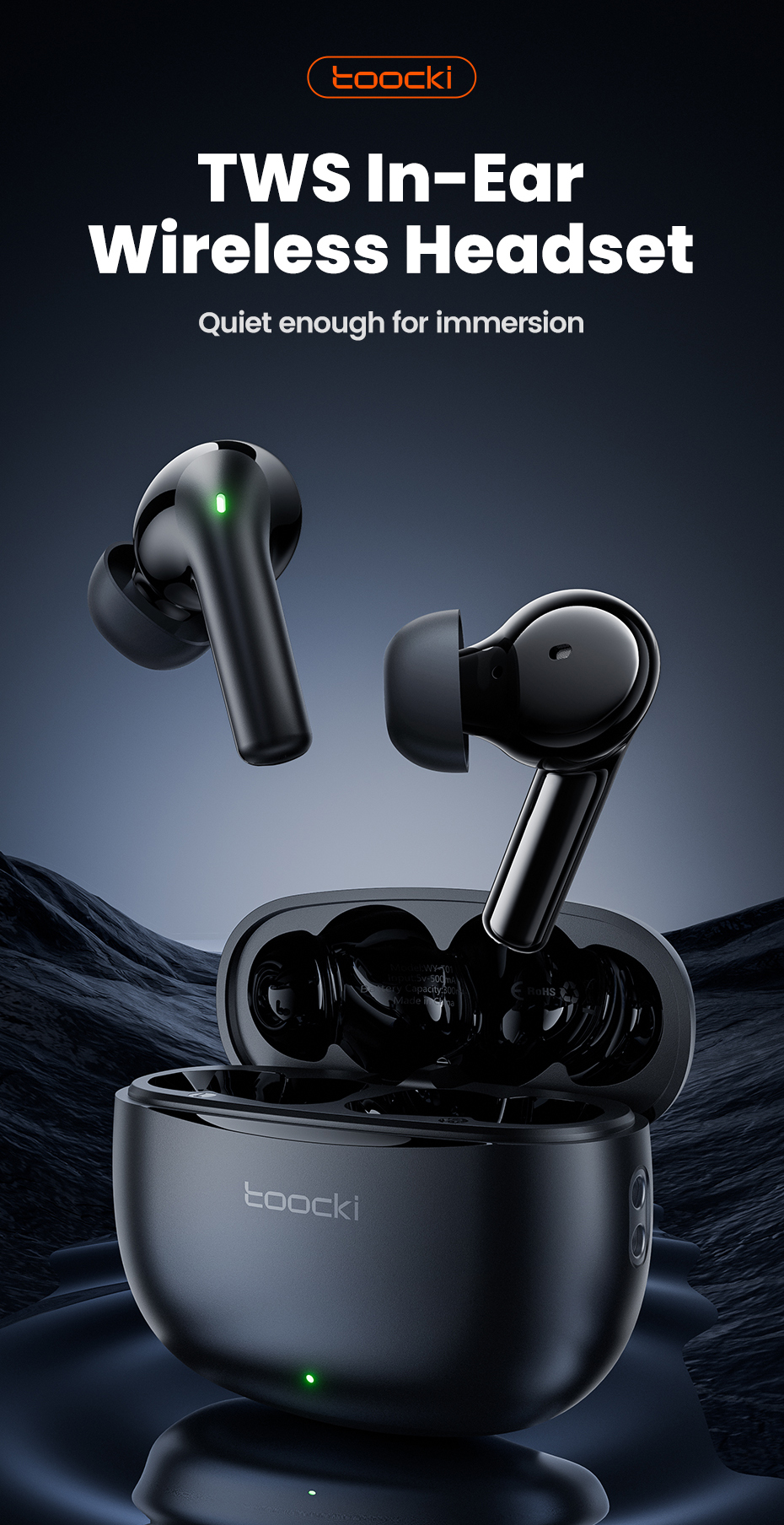 Toocki TWS Bluetooth Earphones Bluetooth 5.3 HiFi Stereo Sound ...