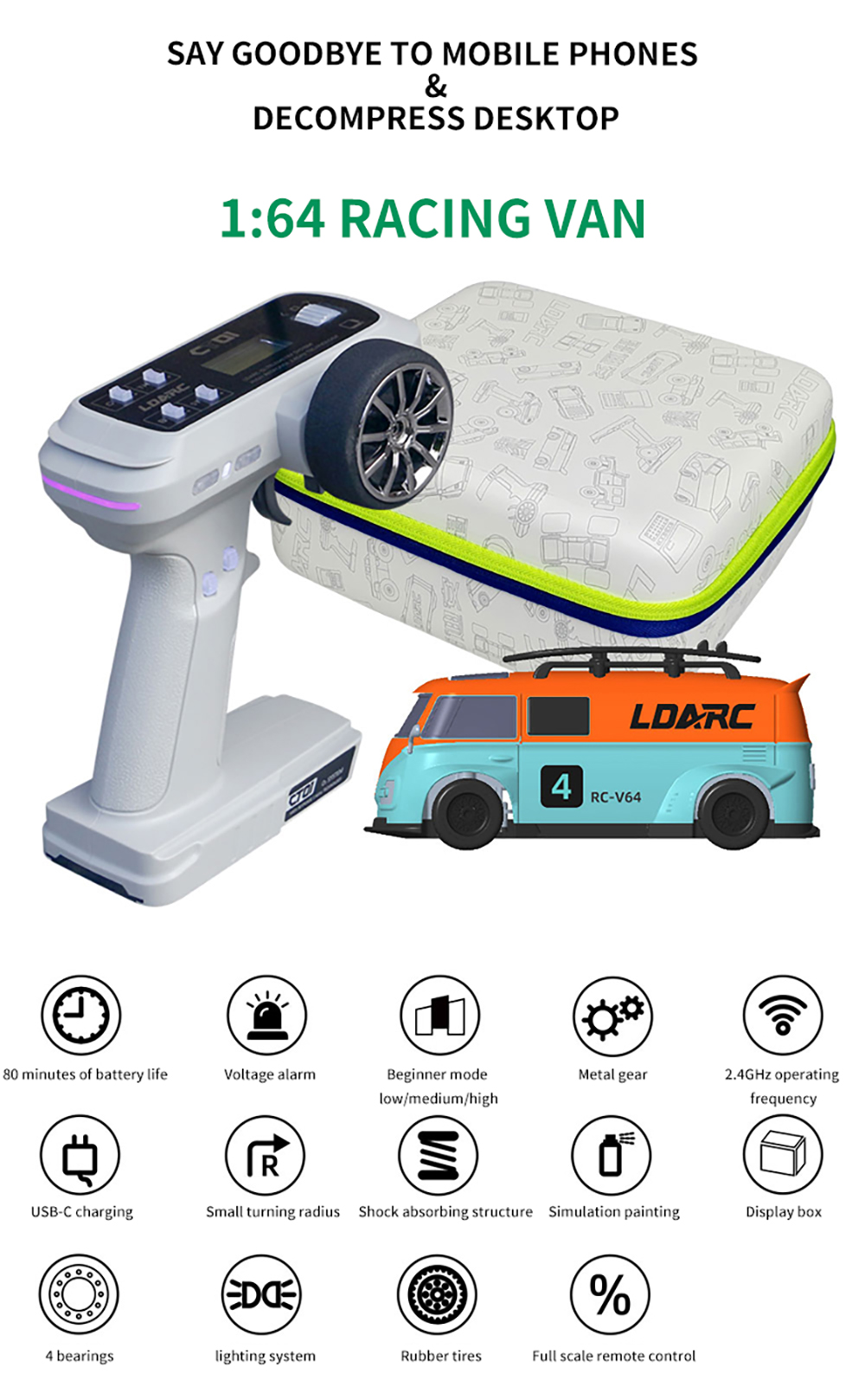 LDARC V64 1/64 MINI RC Simulated Electric Remote Control Model Car ...
