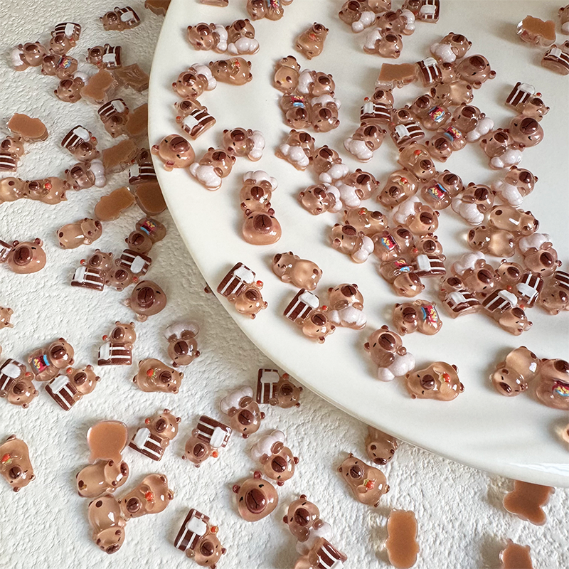 Rou Bao 50pcs Nail Capybara Cartoon Girly 3D Cute Resin Nails Art DIY ...