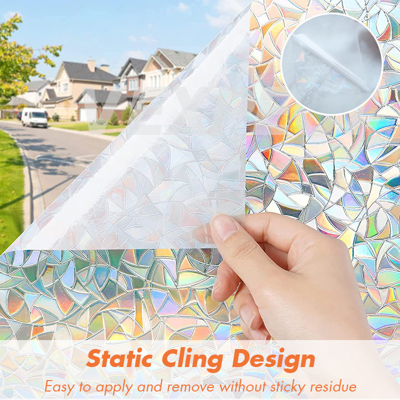 Window Privacy Film Sticker Rainbow Static Cling Stained Glass Window ...