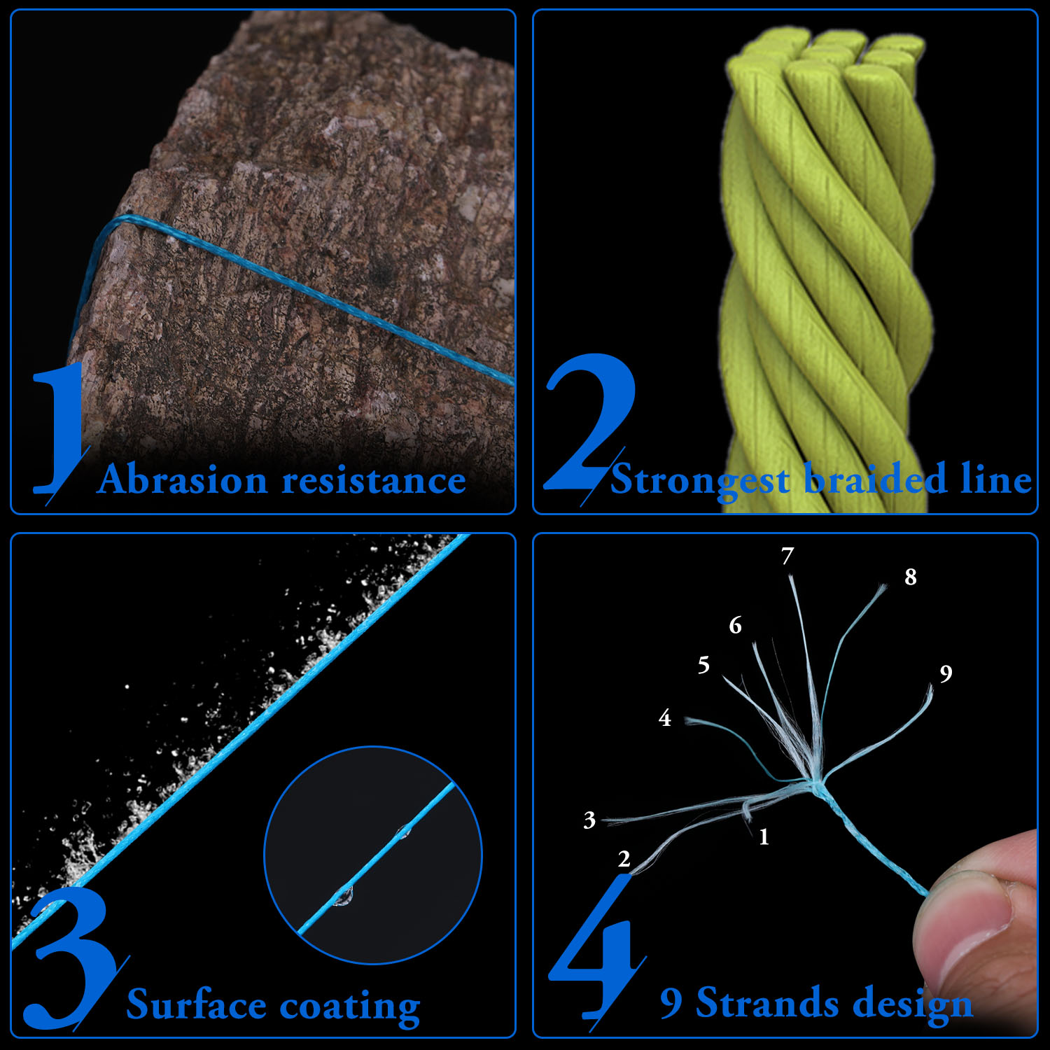 Sougayilang 9 Strands Strong PE Fishing Line Strong Abrasion Resistance ...