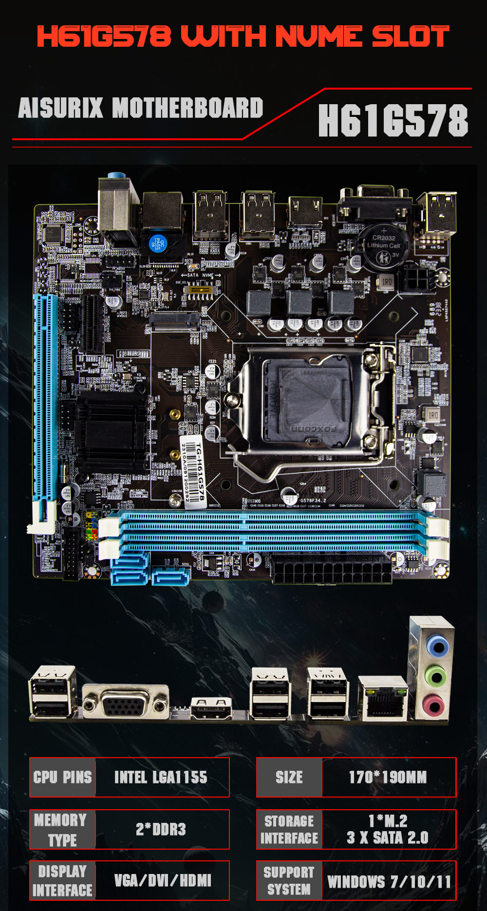 AISURIX H61 H81 Mobo Motherboard LGA1150 LGA 1155 CPU Socket Intel DDR3 ...