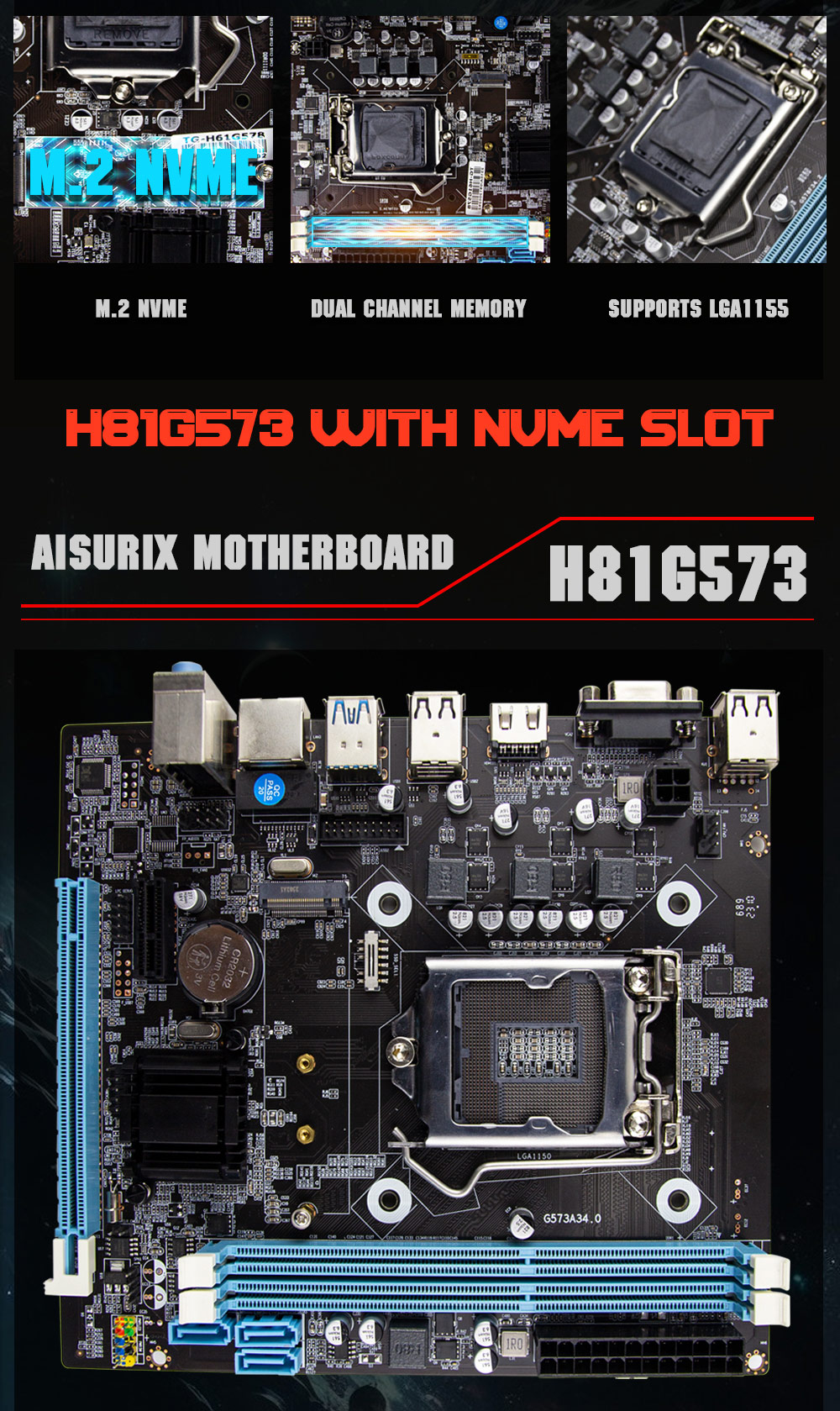 AISURIX H61 H81 Mobo Motherboard LGA1150 LGA 1155 CPU Socket Intel DDR3 ...