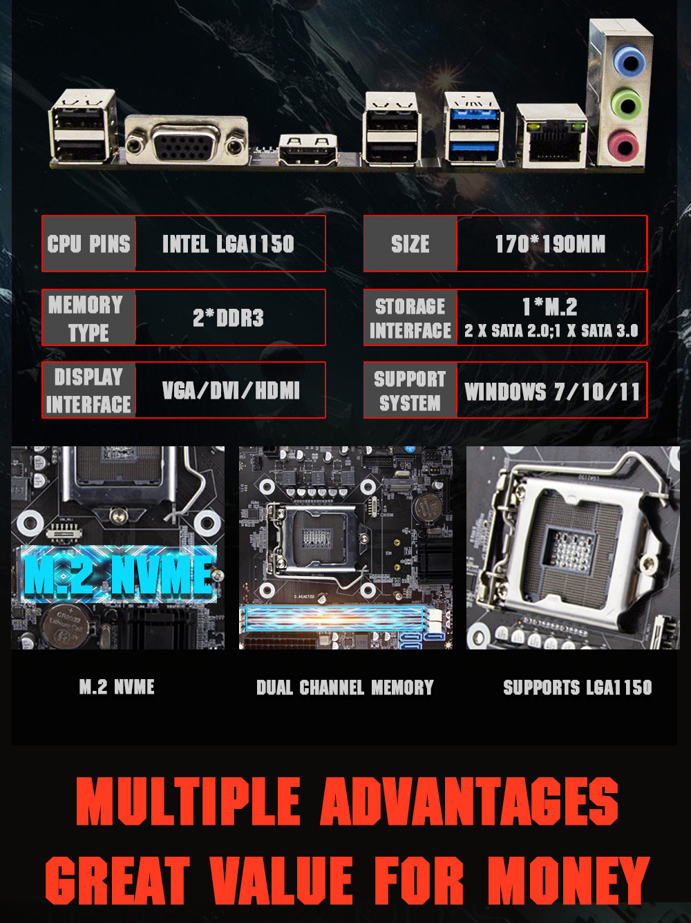 AISURIX H61 H81 Mobo Motherboard LGA1150 LGA 1155 CPU Socket Intel DDR3 ...