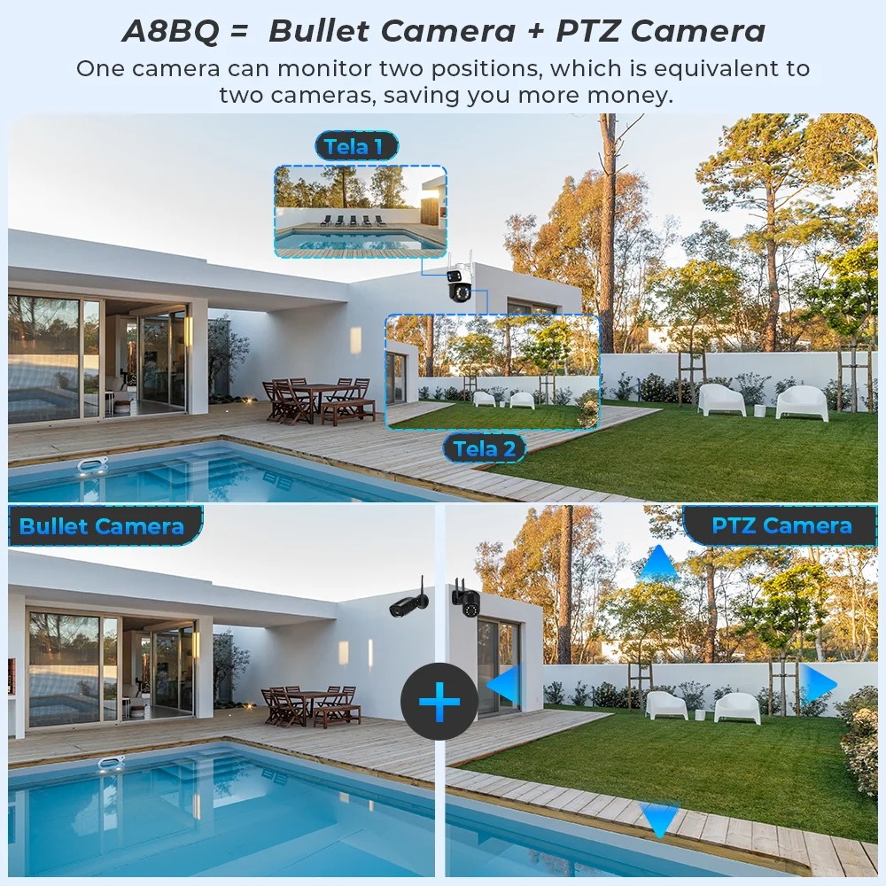 8MP 4K WIFI Camera Dual Lens Dual Screen Outdoor Night Vision Video ...