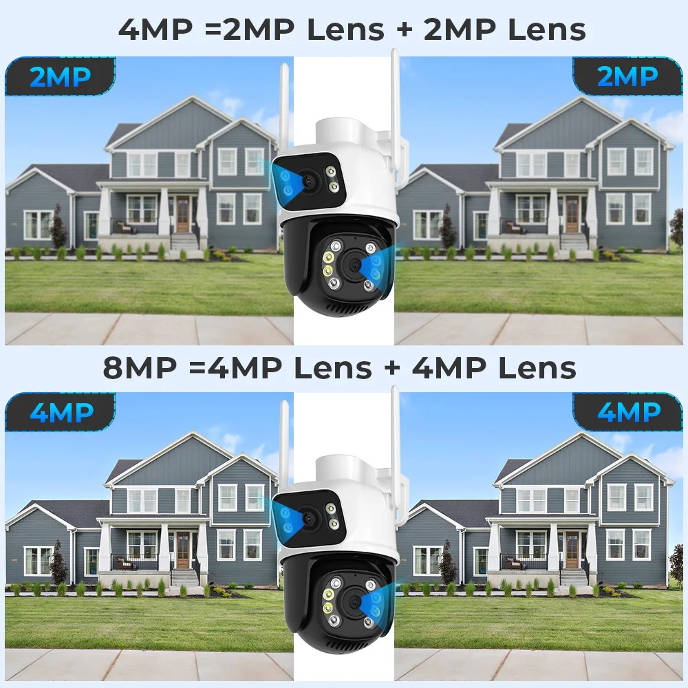 8MP 4K WIFI Camera Dual Lens Dual Screen Outdoor Night Vision Video ...