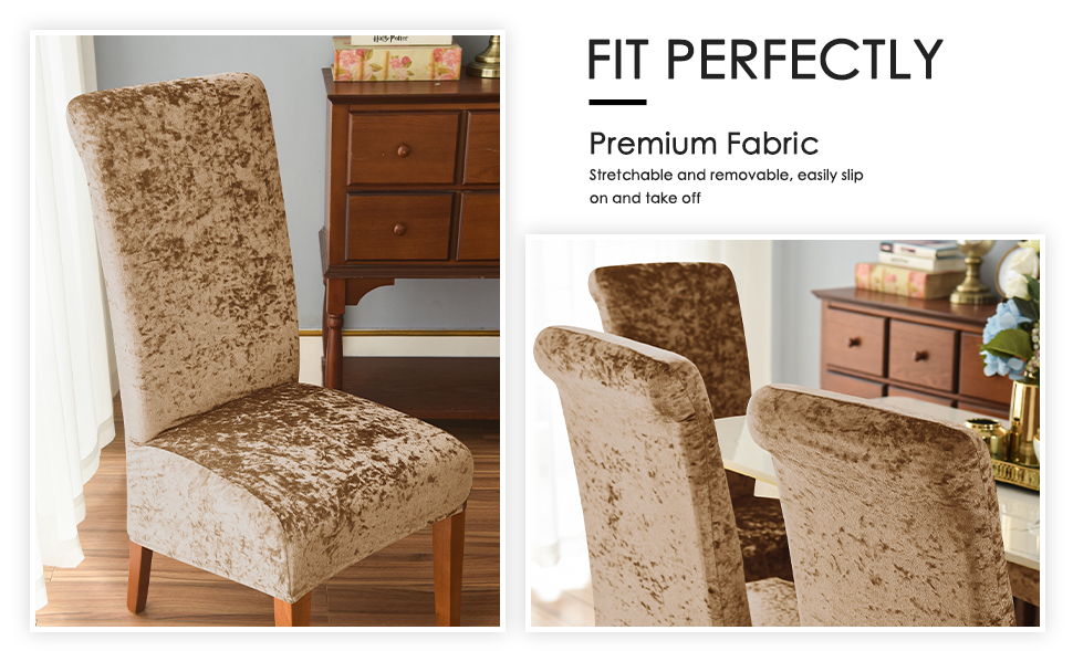 FORCHEER XL Dining Chair Covers 1 Piece Crushed Velvet Stretch High ...