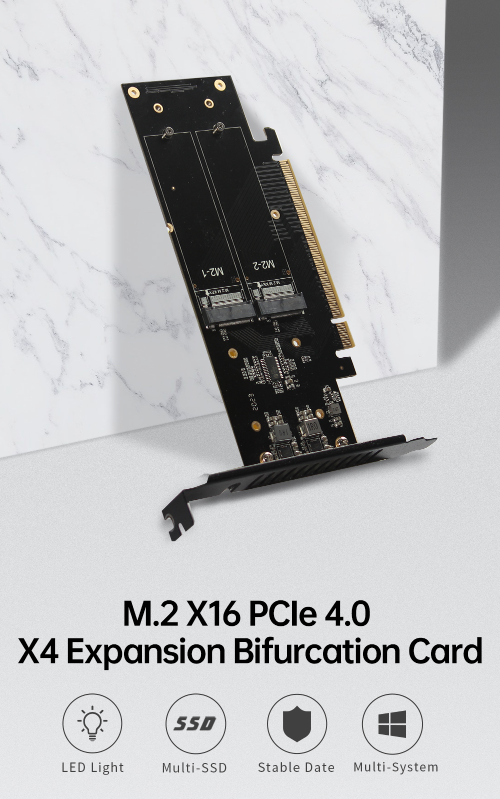 JEYI 4 SSD M.2 X16 PCIe 4.0 X4 Expansion Card with Heatsink, Supports 4 NVMe M.2 2280 up to ...