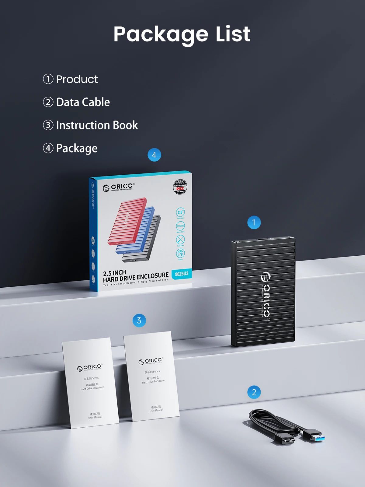 ORICO 2.5 Inch USB3.0 & Type-C 5Gbps HDD Case Data Container Design ...