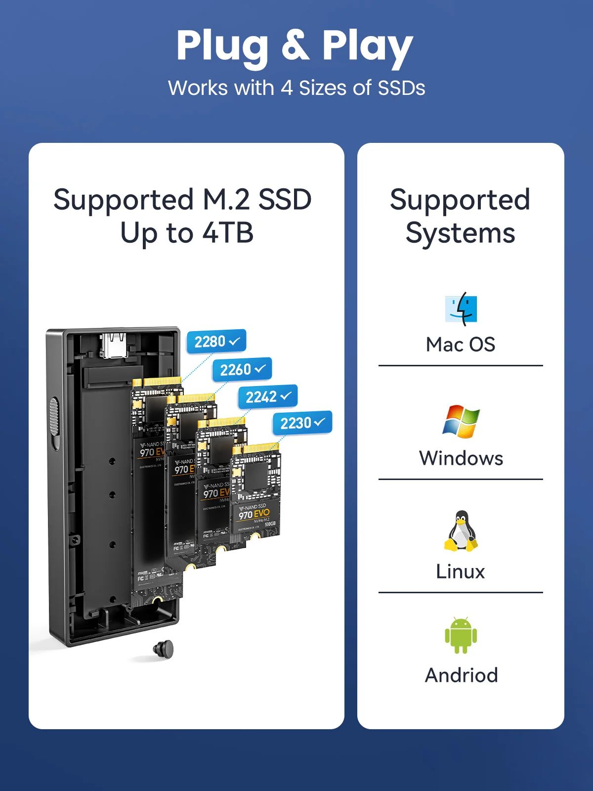 ORICO M.2 NVMe SSD Enclosure Container Design 10Gbps M2 SATA SSD Case ...