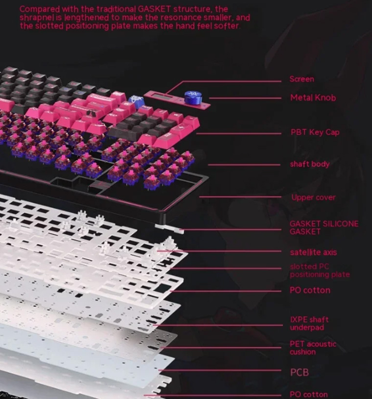 Valkyrie VK99 mechanical keyboard with multifunctional knob, smart ...