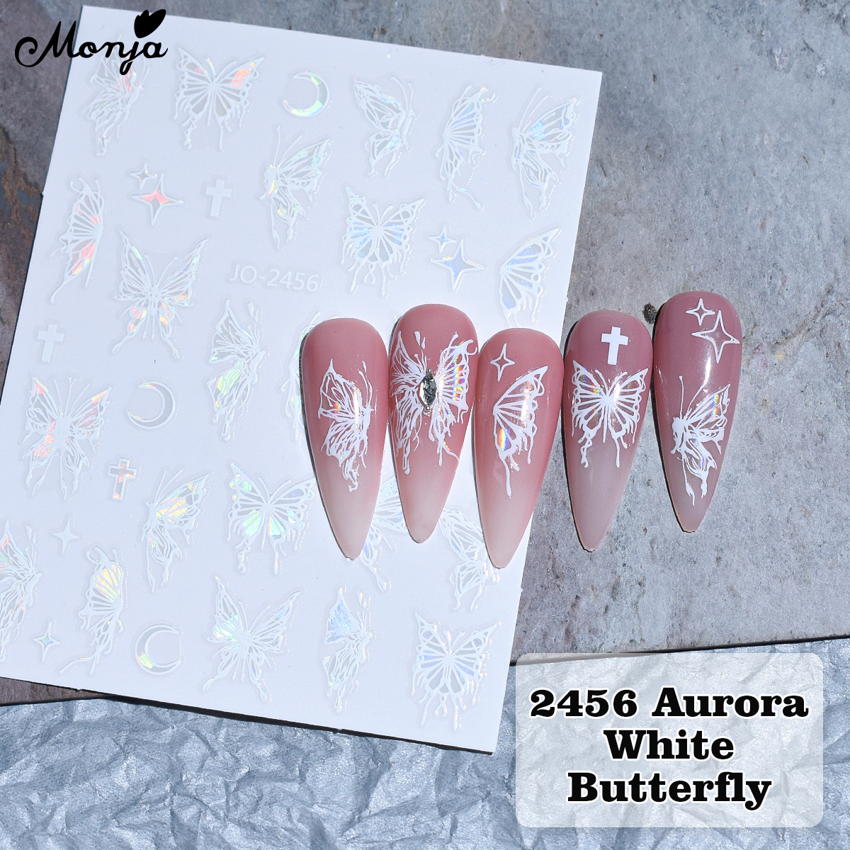 Monja Nail Art Stickers Millennial Silver Shiny Heart Moon Star ...