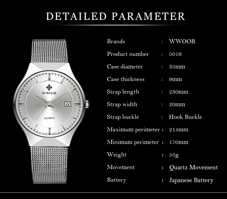 WWOOR Men's Watch [Original Gift Box Gift Selection] Ultra thin ...