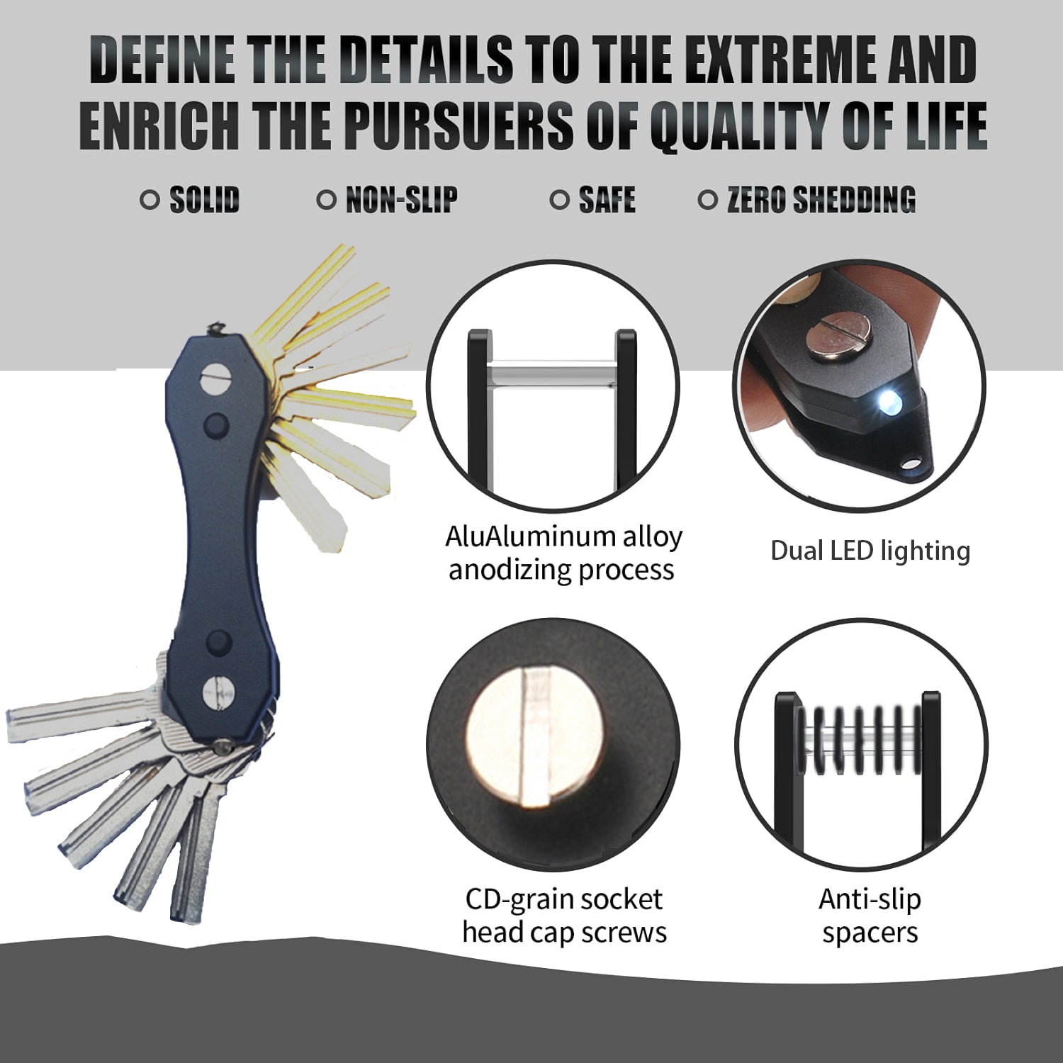 Key Holder with LED Flashlight Key Organizer Premium Portable Compact ...