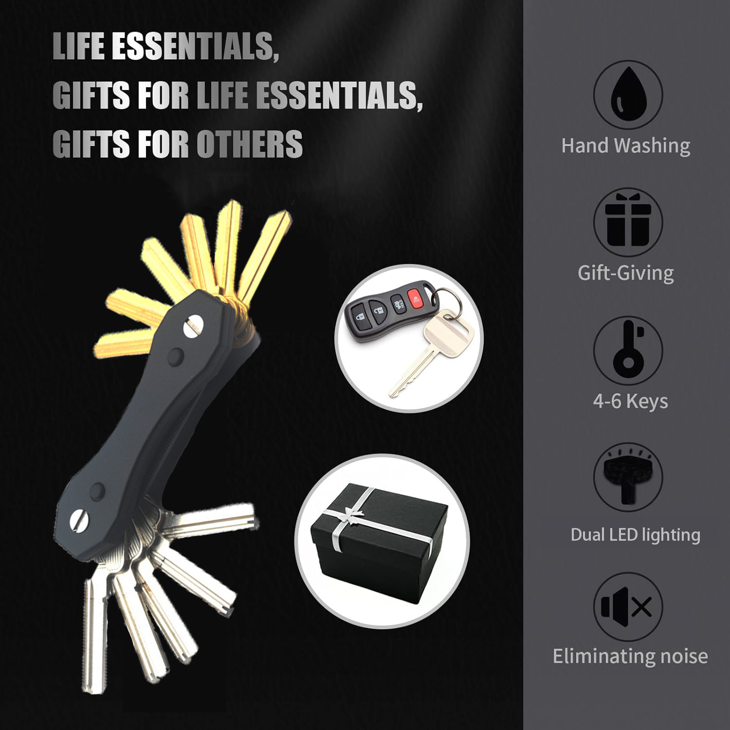 Key Holder with LED Flashlight Key Organizer Premium Portable Compact ...