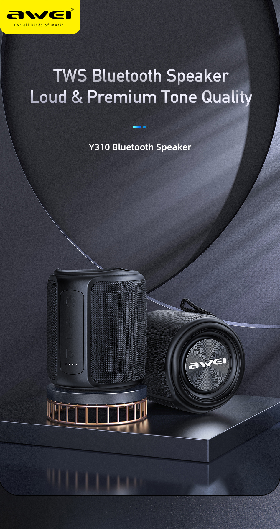Awei Y310 Mini Portable Bluetooth Speaker Dual Full-range Speakers 360° Stereo Surround Built-in ...