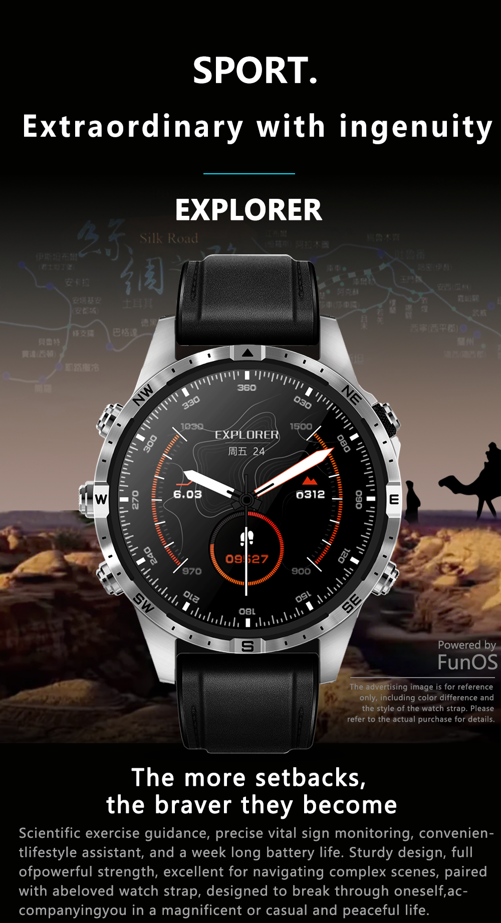 Aolon GT5 pro Smartwatch Compass Watch 340mAh Long Battery Life 1.6 ...