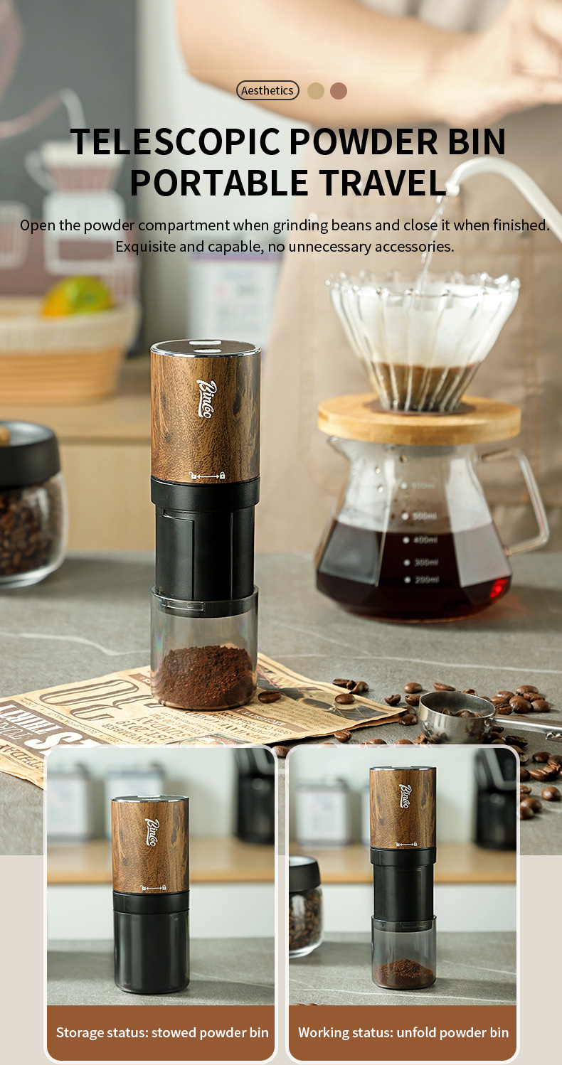 BINCOO Electric Bean Grinder Steel Burrs Coffee Bean Grinder Mini ...