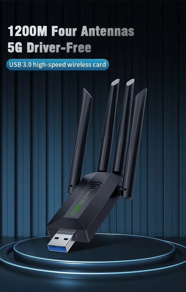 (Shopee Choice) Driver free 1200Mbps USB Wifi Adapter 4 Antenna USB ...