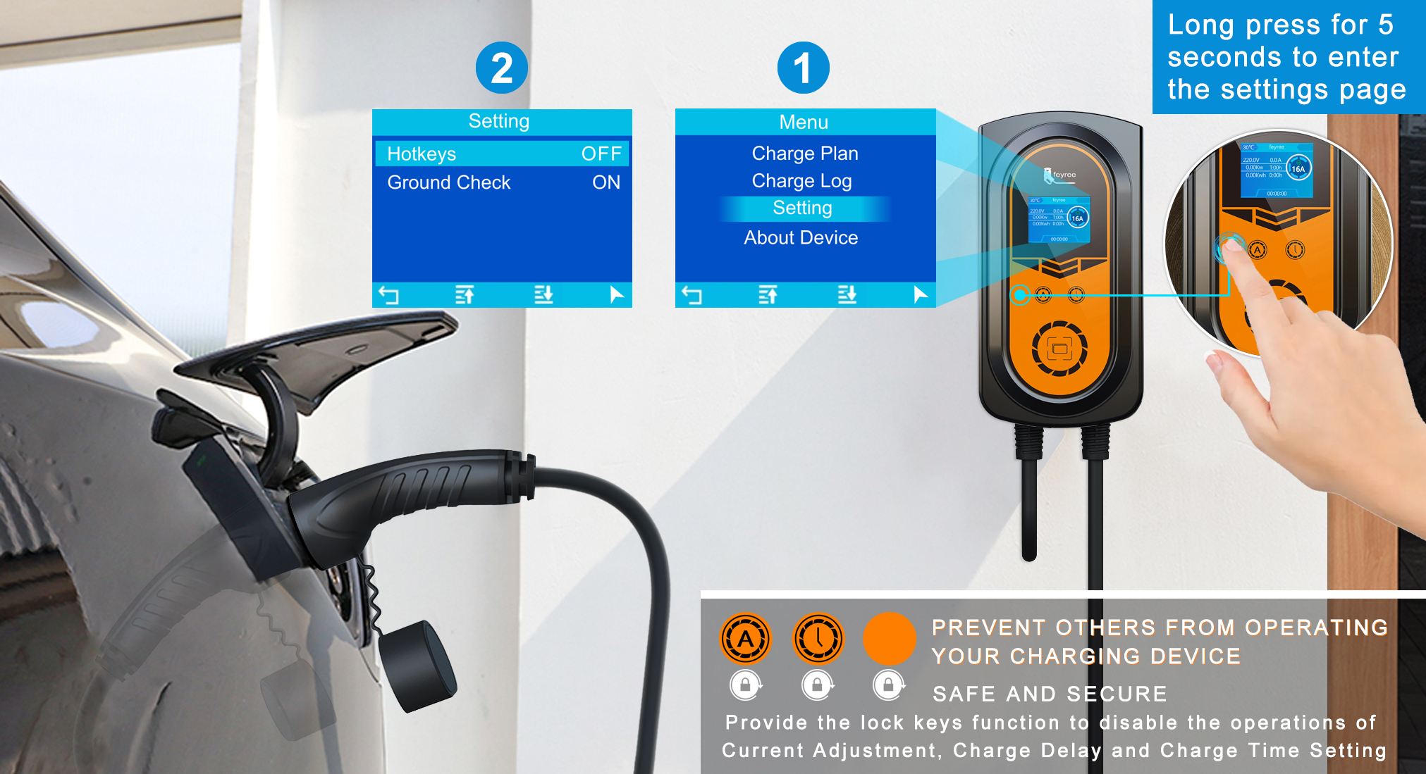 feyree EV Charger 22KW 32A 3 Phase EVSE Wallbox Electric Vehicle Car ...