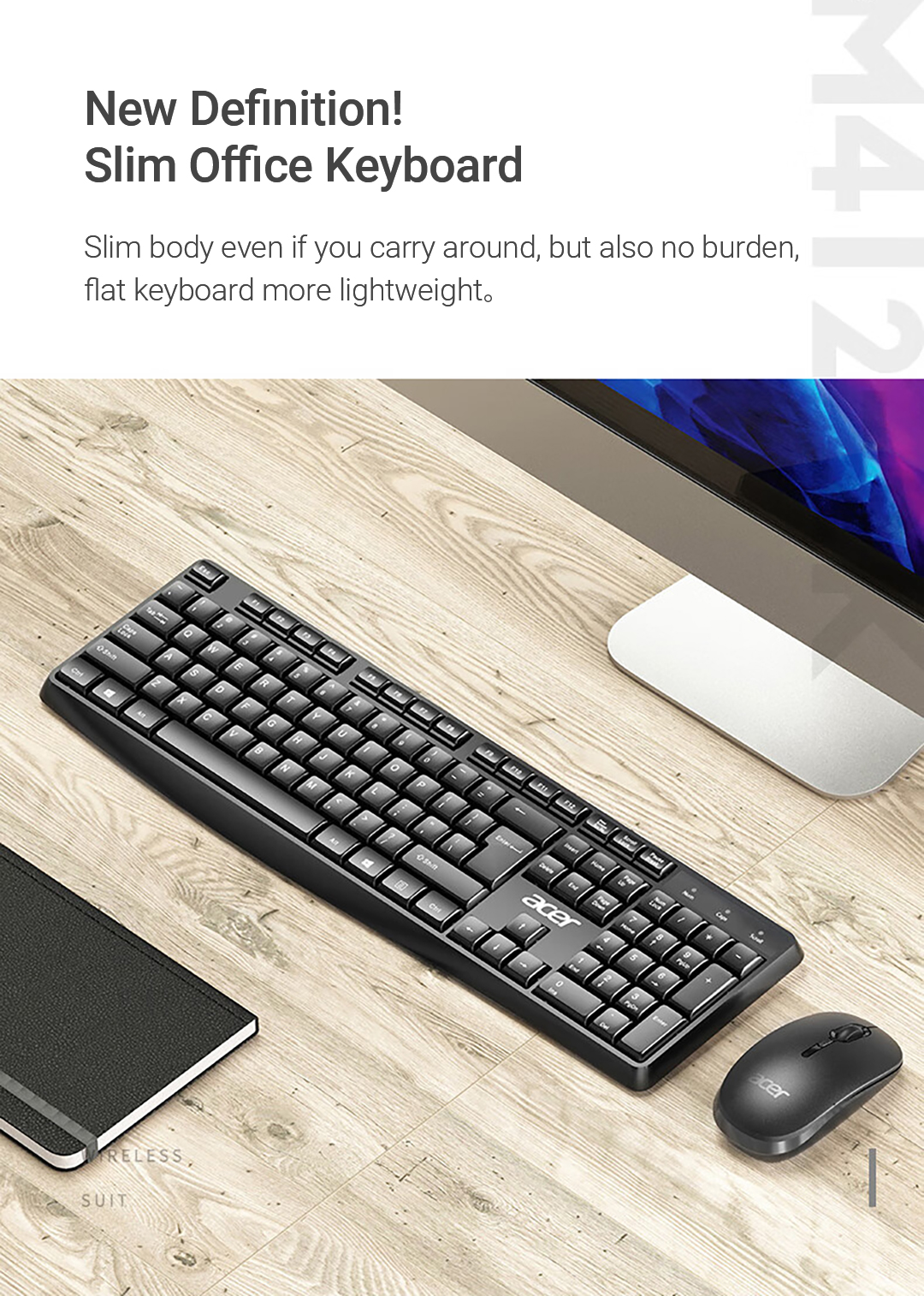 Acer 2.4G USB Wireless Keyboard and Mouse Set Slient Click Keyboard ...