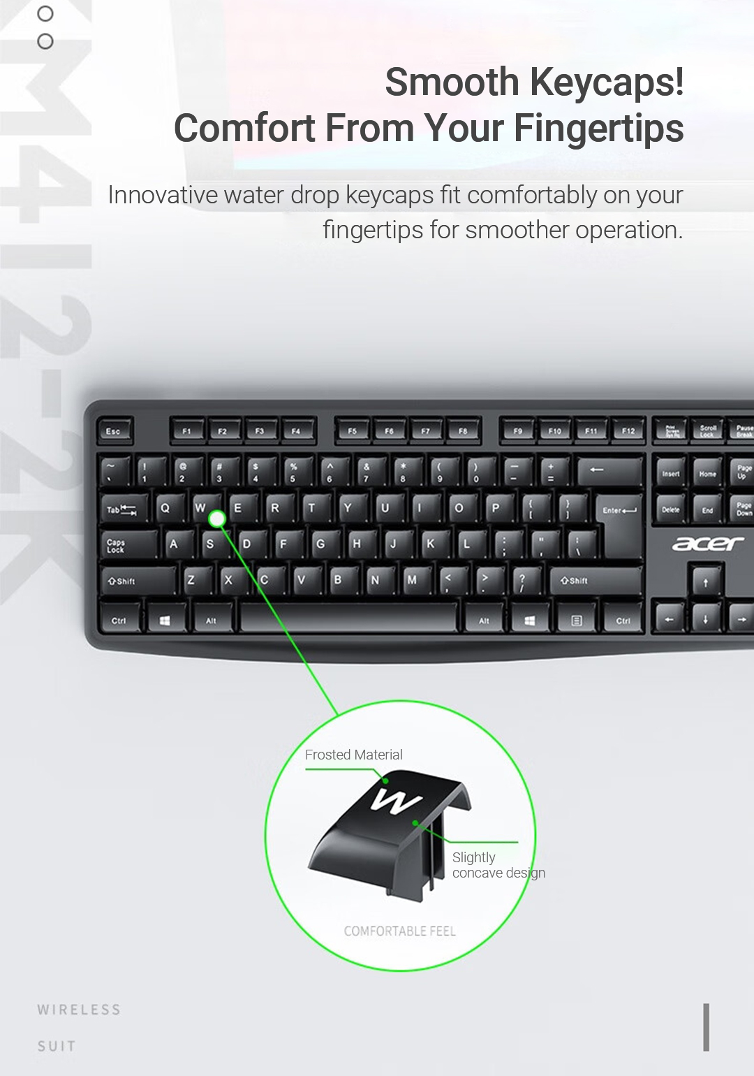 Acer 2.4G USB Wireless Keyboard and Mouse Set Slient Click Keyboard ...