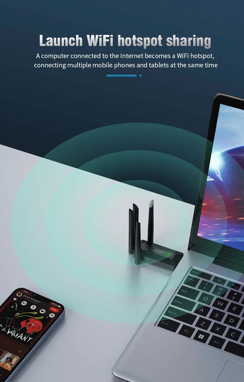 (Shopee Choice) Driver free 1200Mbps USB Wifi Adapter 4 Antenna USB ...