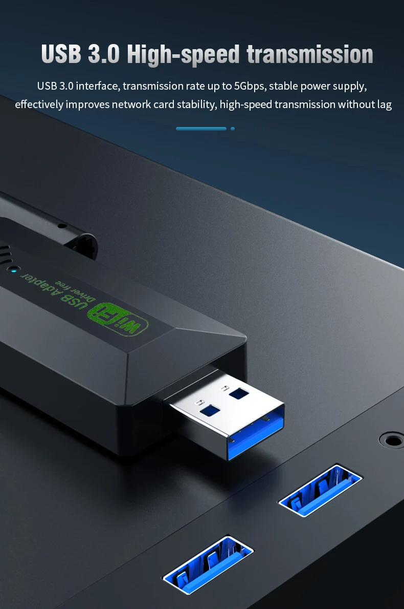 (Shopee Choice) Driver free 1200Mbps USB Wifi Adapter 4 Antenna USB ...