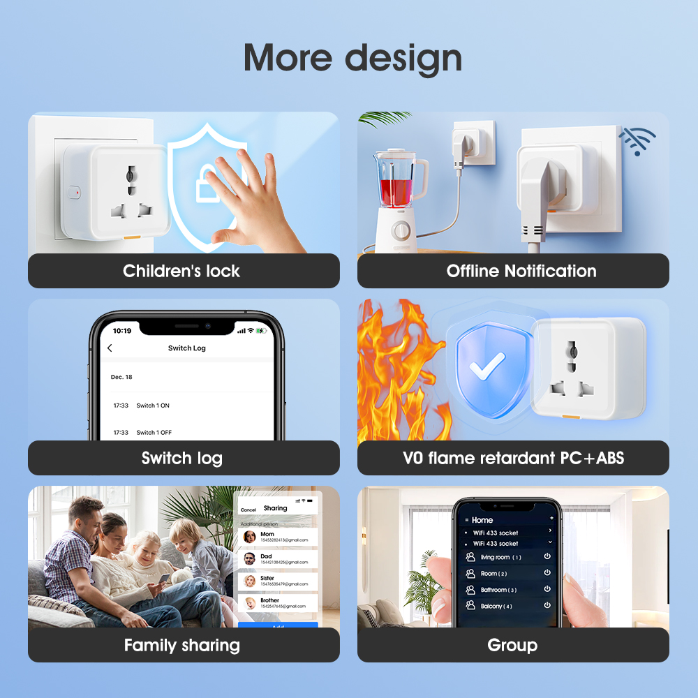 Tuya Smart Home Plug Socket UK EU US Universal Type-C 16A WiFi RF433 ...