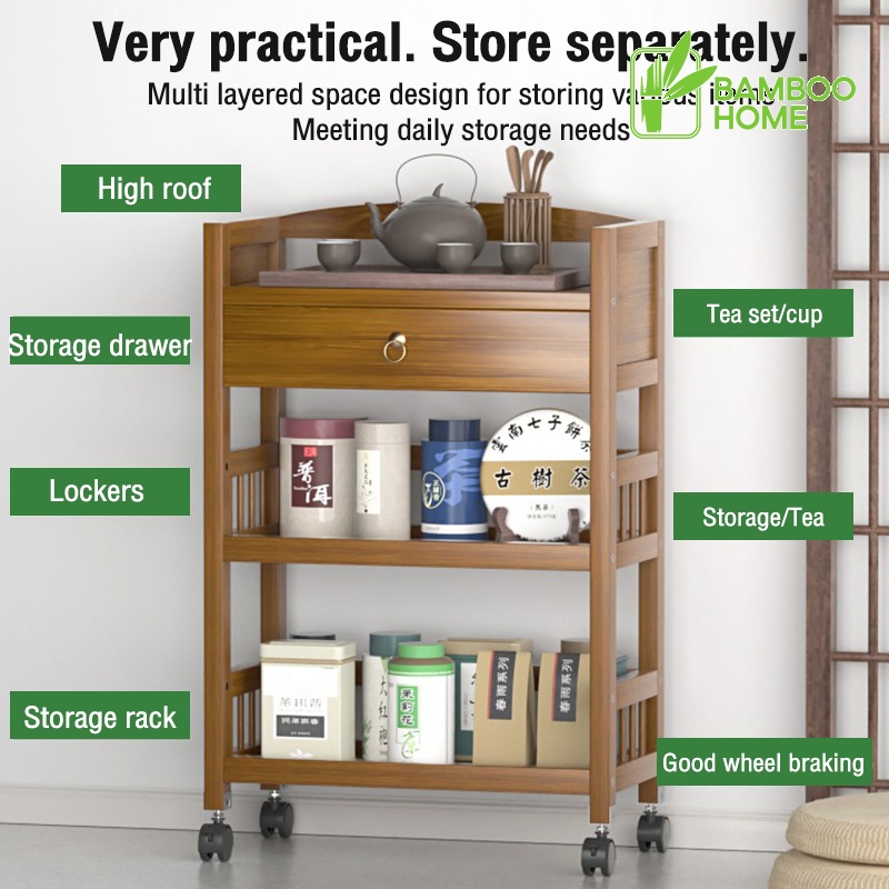 Moving Rack Portable Storage Rack Food Cart Rolling Cart Shelf With ...