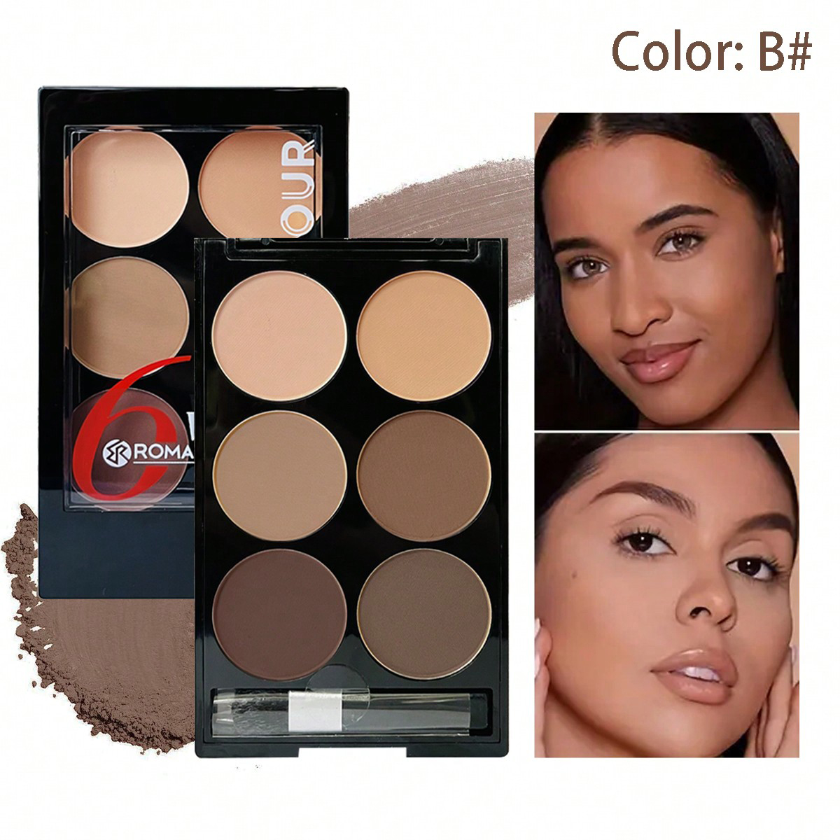 6-Color Matte Contour Powder V-FACE Compact Shadow Powder | Shopee Malaysia