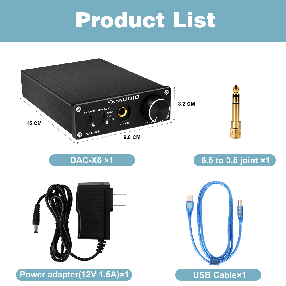 FX-AUDIO DAC-X6 2.0 Digital Audio Decoder DAC USB Input Amplifier 16Bit ...