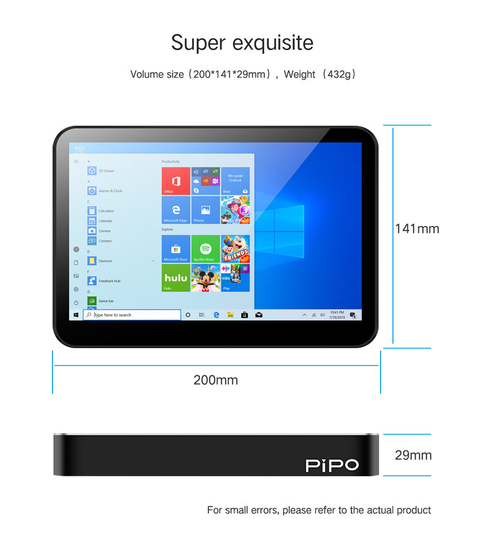 PiPo X2s 8 inch Tablet PC Intel Atom Z3735F 2GB Ram 64GB Rom 1280*800 IPS Screen Win 10 WiFi ...