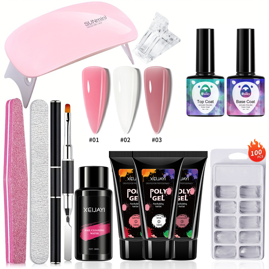 XEIJAYI 12Pcs/set Nail Extension Gel Crystal Extender Poly Gel Nail ...