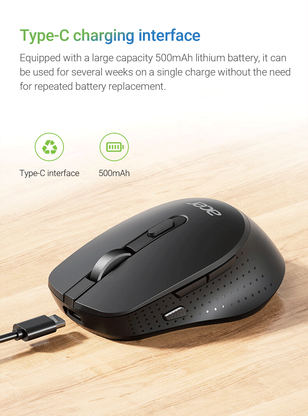 Acer wireless mouse M155 wireless Bluetooth dual-mode mouse type-c ...