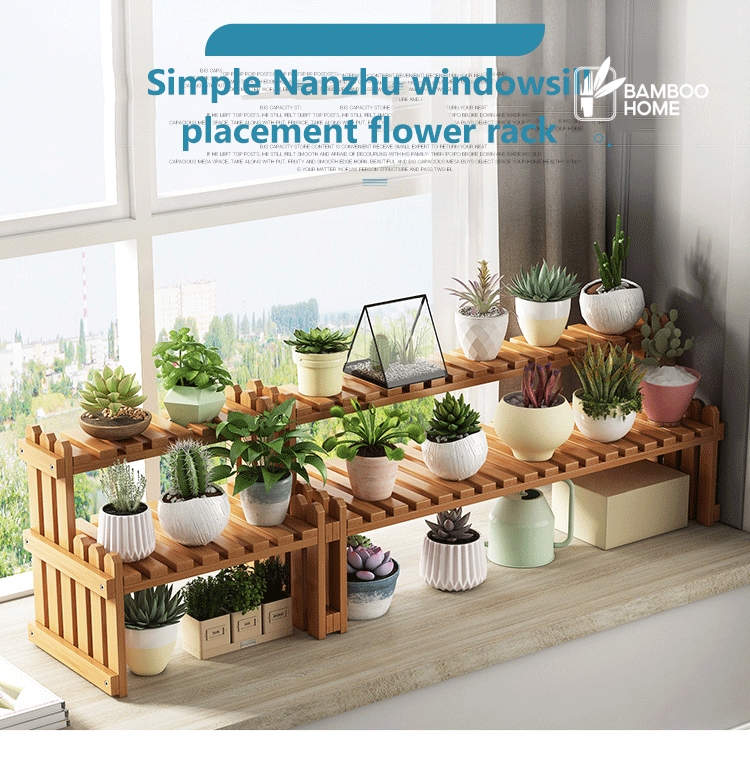 Office Desk Display Plant Wood Rack Succulent Flower Pot Balcony Garden ...
