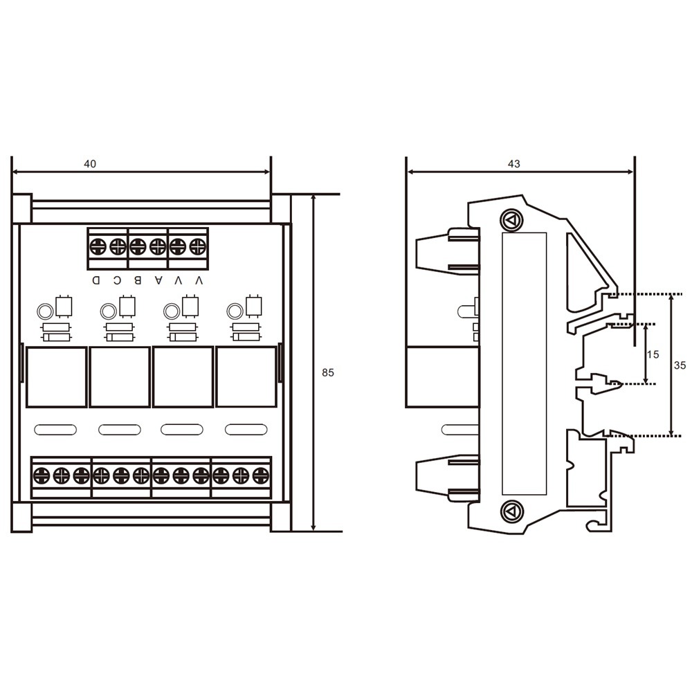 GEYA 4 Channel Relay Module 1 SPDT DIN Rail Mount 12V 24V DC/AC ...