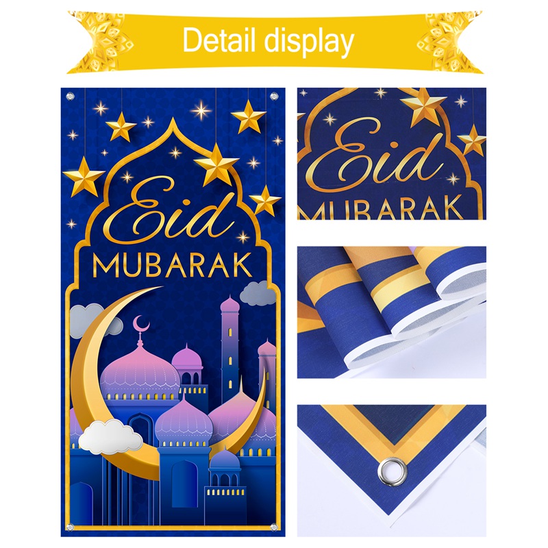 0.6*1.2M Raya Decoration Hari Raya Hanging Flag Muticolor Eid Mubarak ...