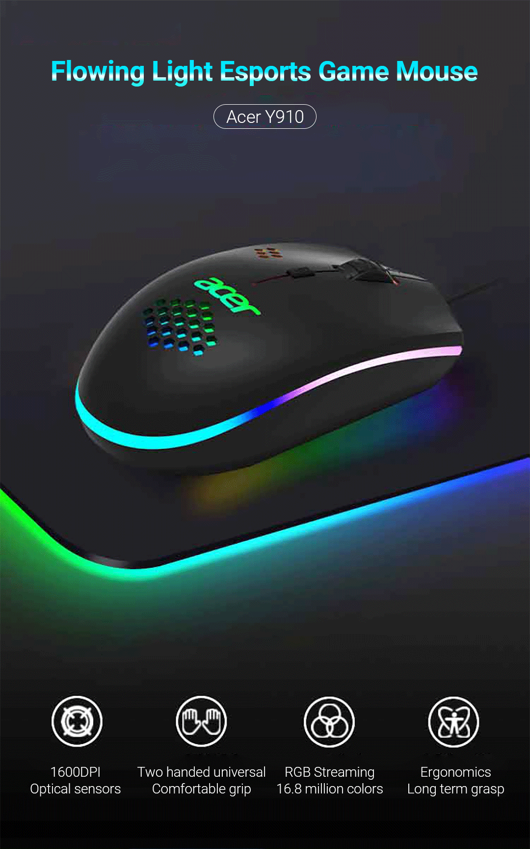 Acer mouse streamer esports game mouse optical sensor hands universal ...