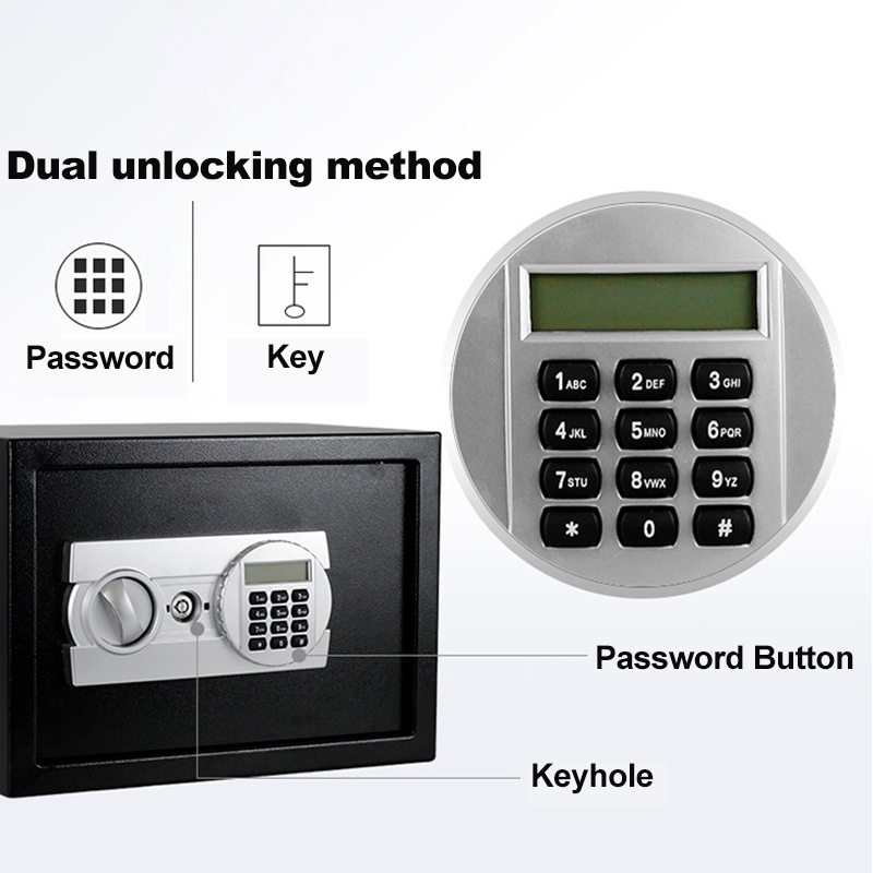 EXPOSE Anti-Theft Home Security Cash Box With Lock (31 x 20 x 20cm ...